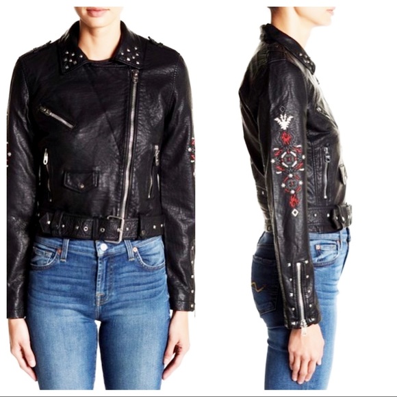 Vigoss | Jackets & Coats | Vigoss Boho Tribal Embroidered Vegan Moto Jacket | Poshmark